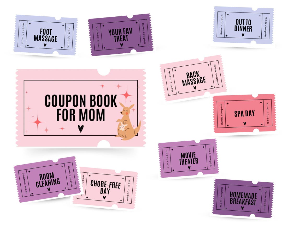 Printable Coupon Book for Mom | Personalized Mothers Day Keepsake ...