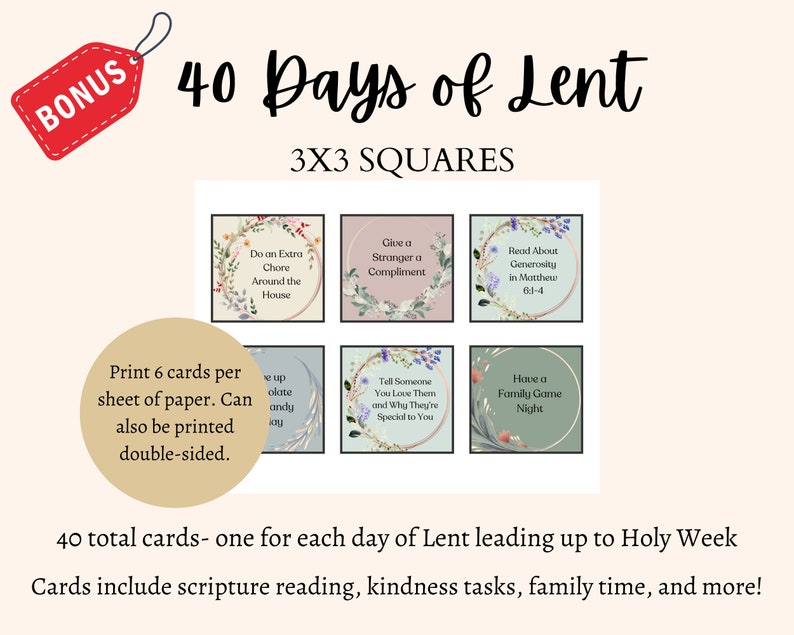 Holy Week Cards Printable 40 Days of Lent Easter Story Cards Ash ...