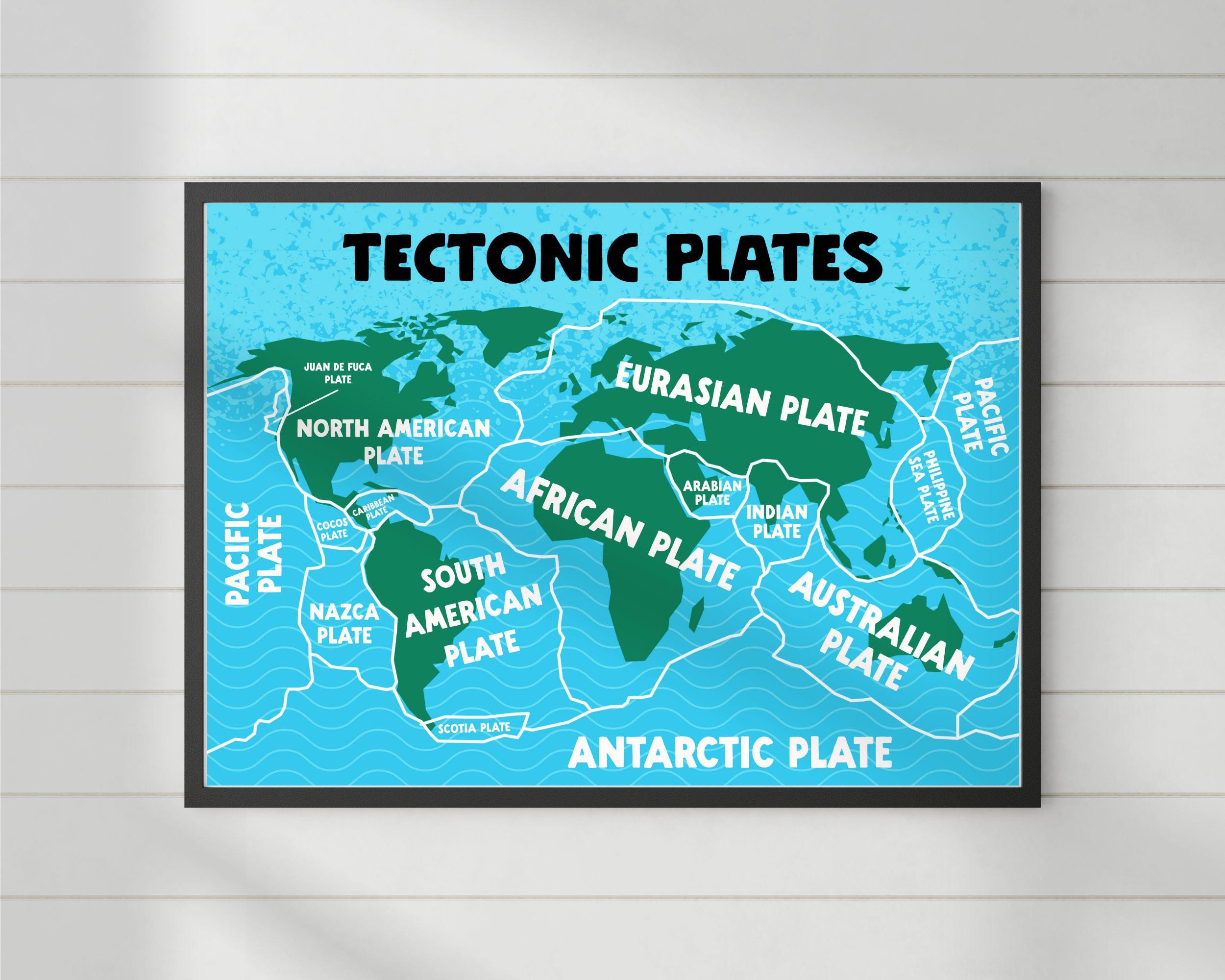 Tectonic Plates World Map Poster | Earth Science Classroom Wall Art ...