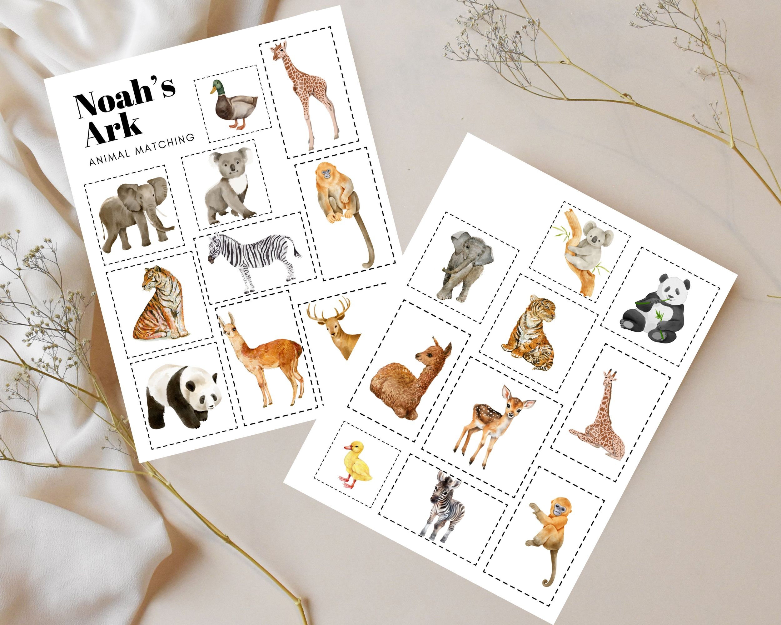 Noahs Ark Animal Matching Game Bible Busy Book Printable Christian Busy ...