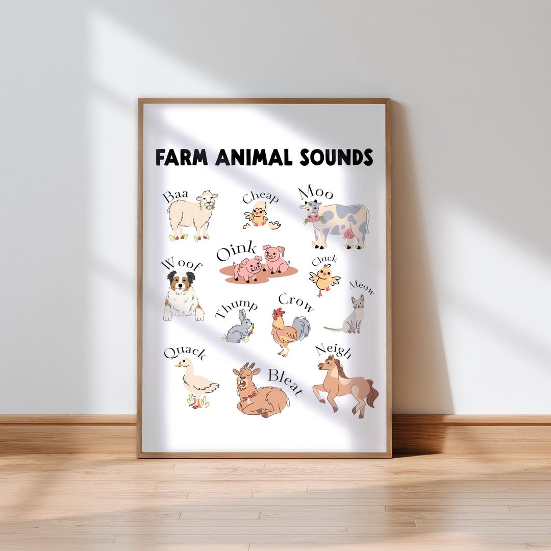 Farm Animal Sounds Wall Art for Kids | Educational Preschool Learning ...