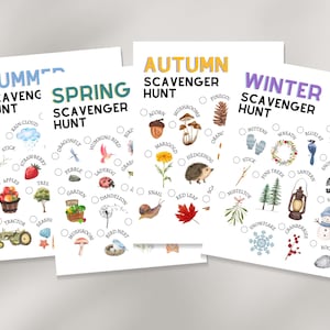 Four Seasons Nature Scavenger Hunt Bundle | Toddler Printable Outdoor ...