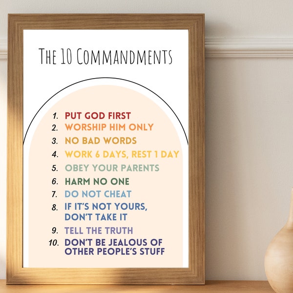 Ten Commandments Poster for Kids - Etsy