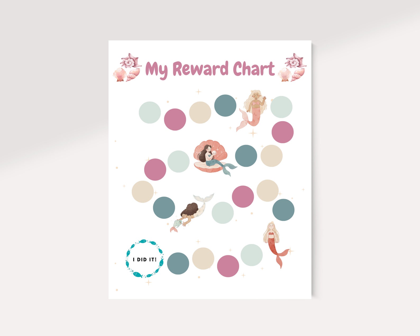 Mermaid Toddler Reward Chart Potty Training Chart Printable Daily ...