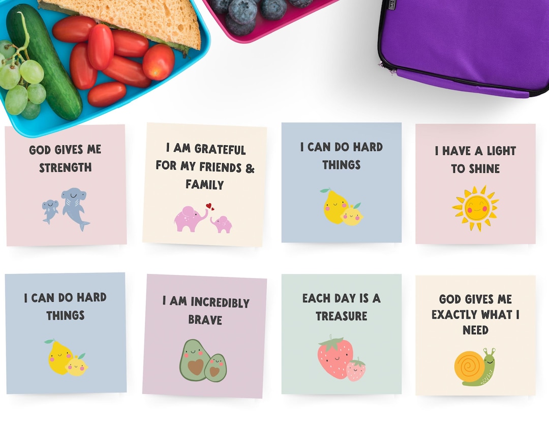 Scripture Lunch Box Note Cards Printable Scripture Affirmations ...