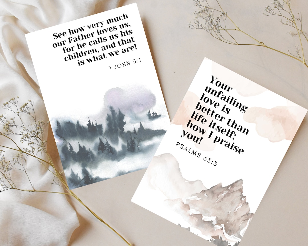 Gods Love Bible Verse Cards Valentine Card Set Daily Bible Verse Love ...