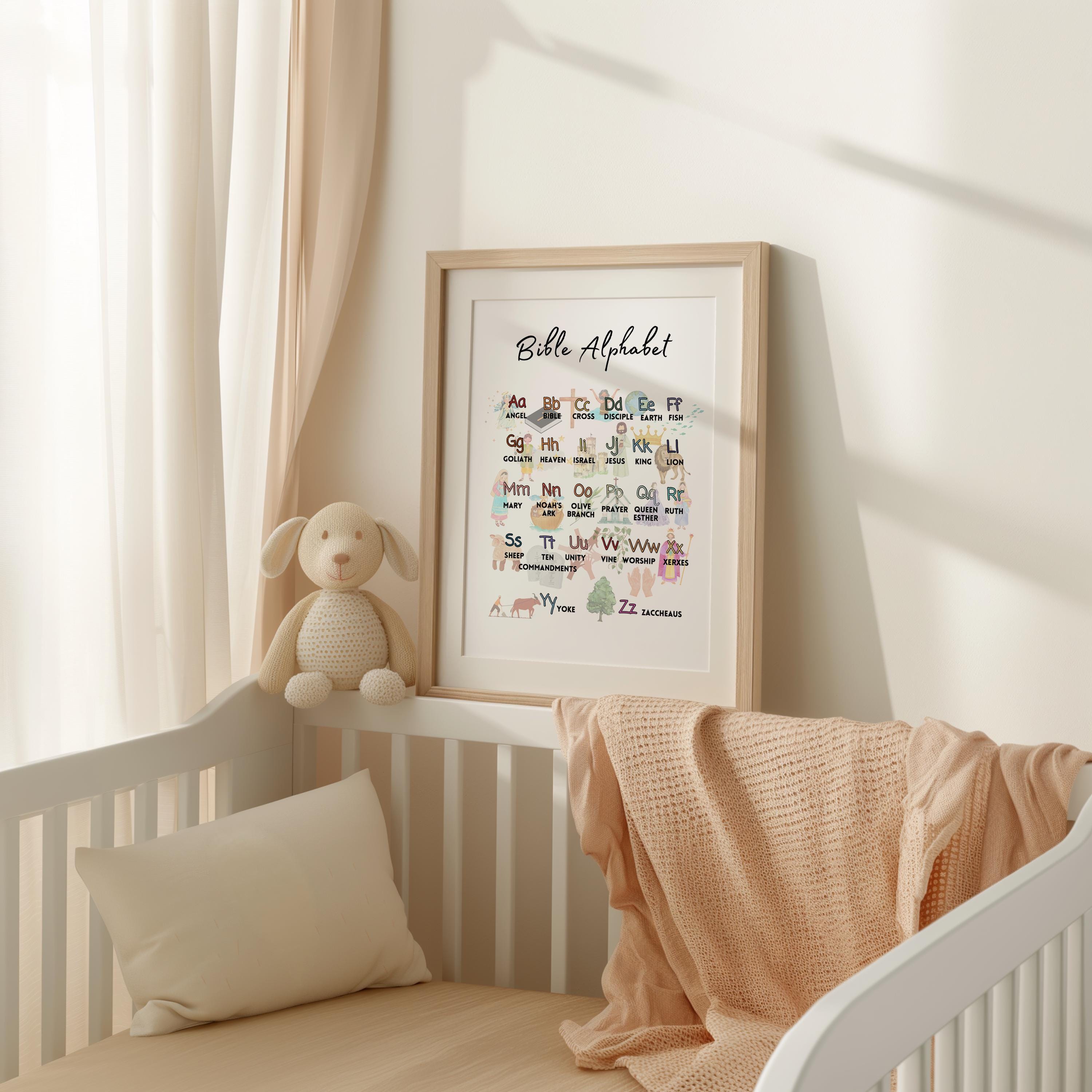 Kids Bible Alphabet Wall Art: Christian Scripture Print for Nursery ...