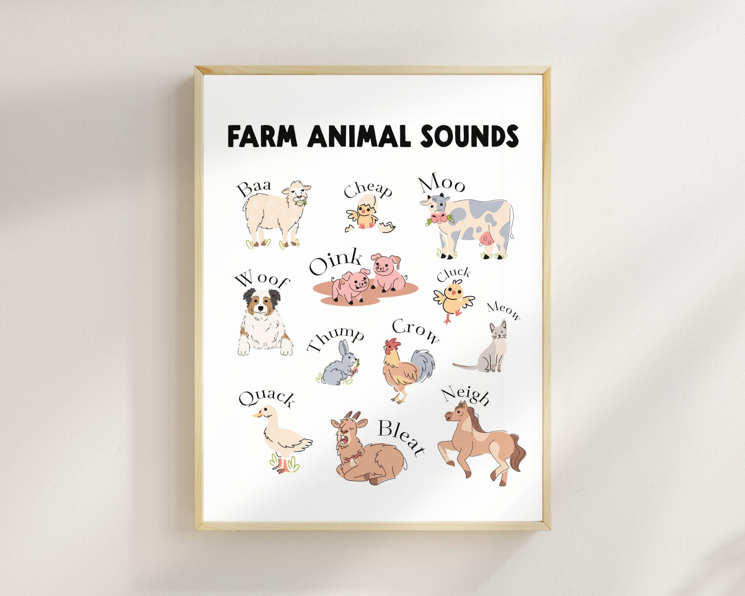 Farm Animal Sounds Wall Art for Kids | Educational Preschool Learning ...