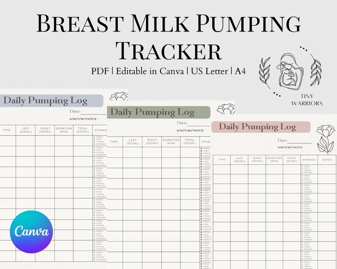 Baby Breast Milk Pumping Log for Exclusive Pumping & Breastfeeding ...
