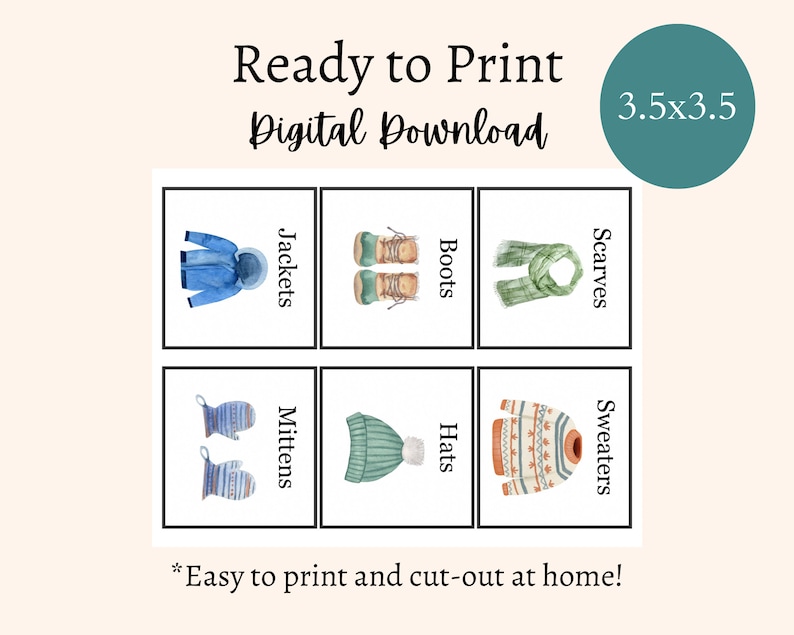 Kids Clothing Labels Printable | Montessori Visual Pictures for Kids ...