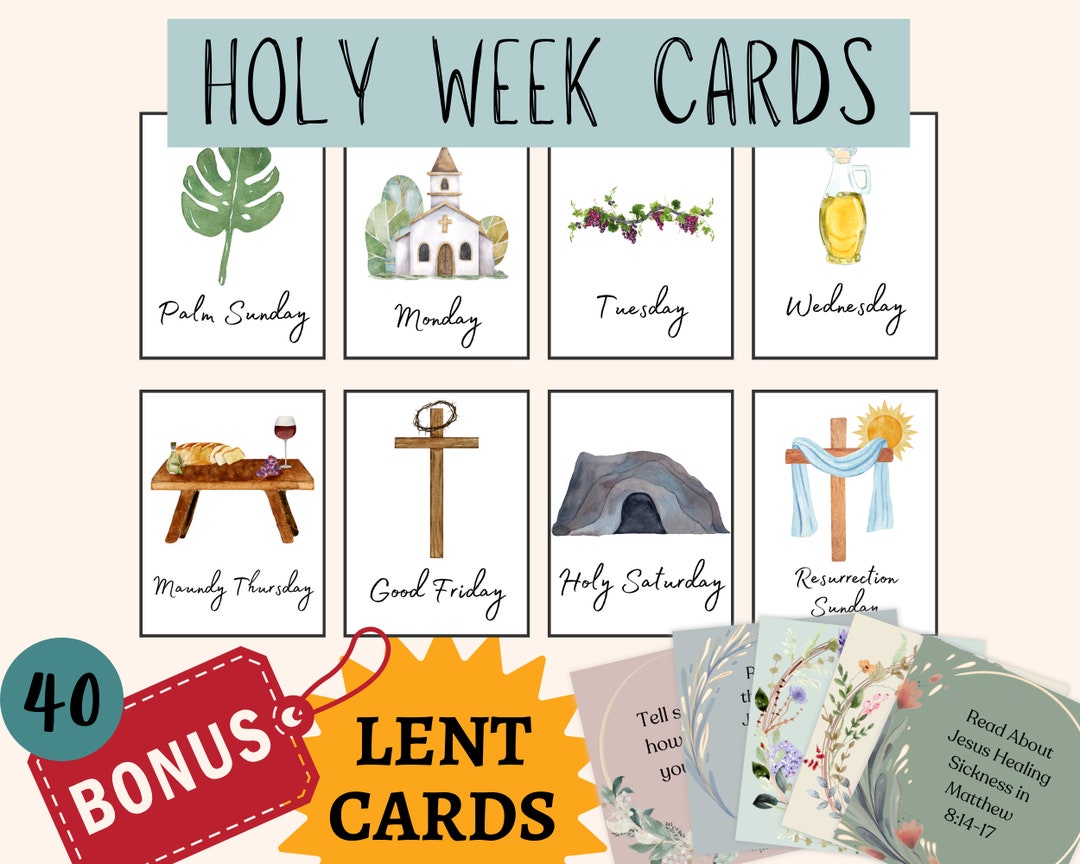 Holy Week Cards 40 Days of Lent Easter Story Cards Holy Week Advent ...