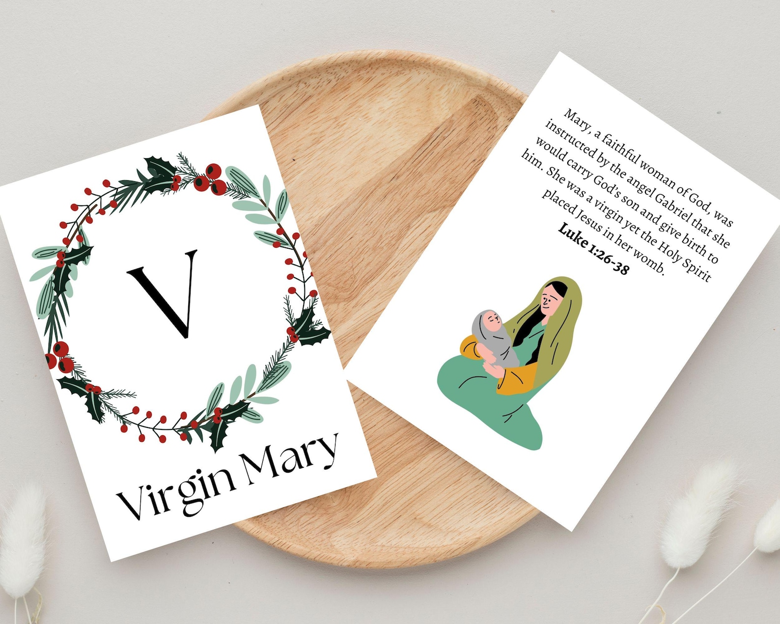 ABC Christmas Alphabet Cards Advent Scripture Cards for Kids Printable ...