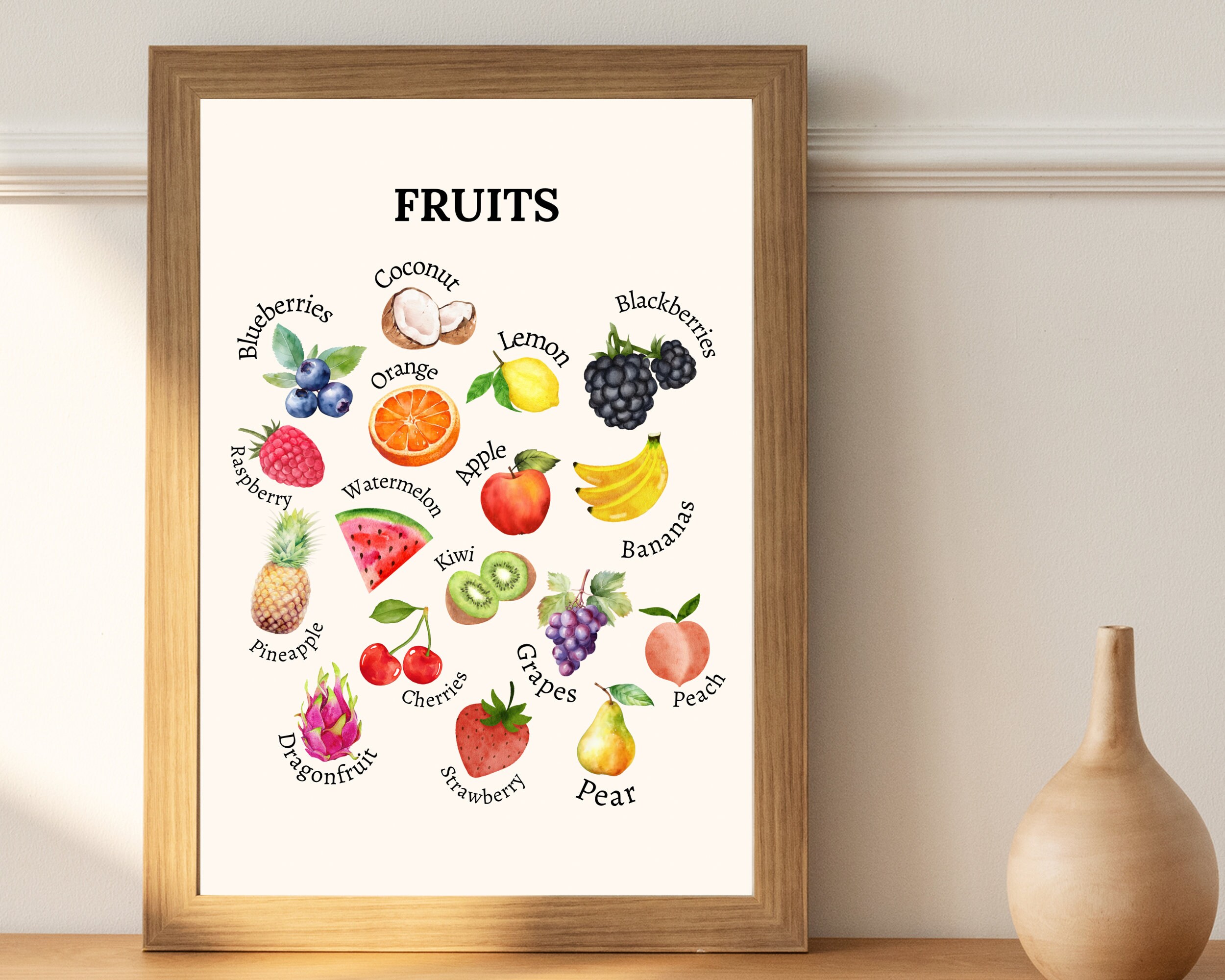 Fruits and Vegetables Educational Prints Kids Food Charts Montessori ...