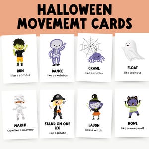Halloween Movement Cards, Educational Preschool Fall Activity ...