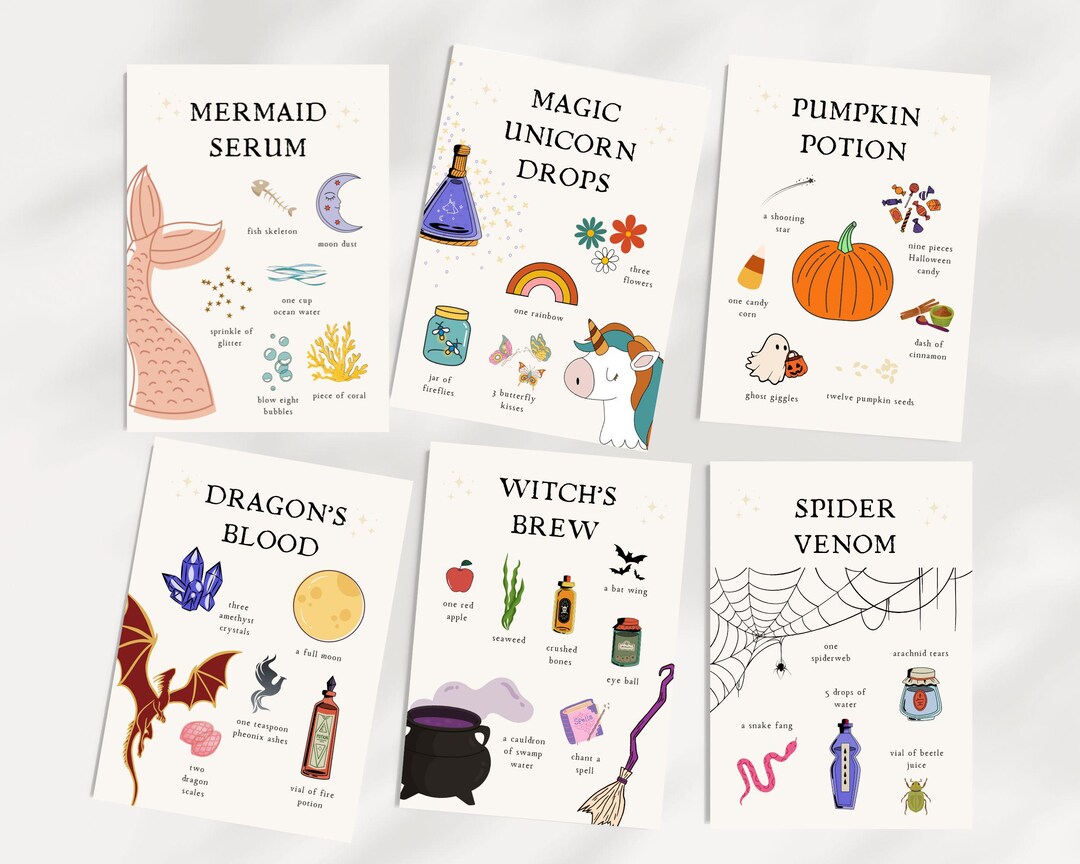 Halloween Magic Potion Mixing Cards | Witches Brew Pretend Play | Mud ...
