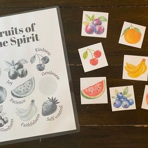 Fruits of the Spirit Matching Game Bible Busy Book Printable Christian ...