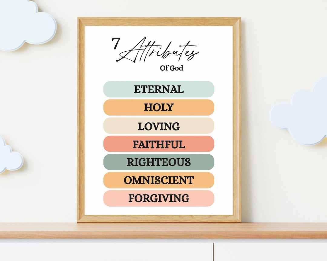 7 Attributes of God Printable Bible Verse Wall Art for Kids | Christian ...
