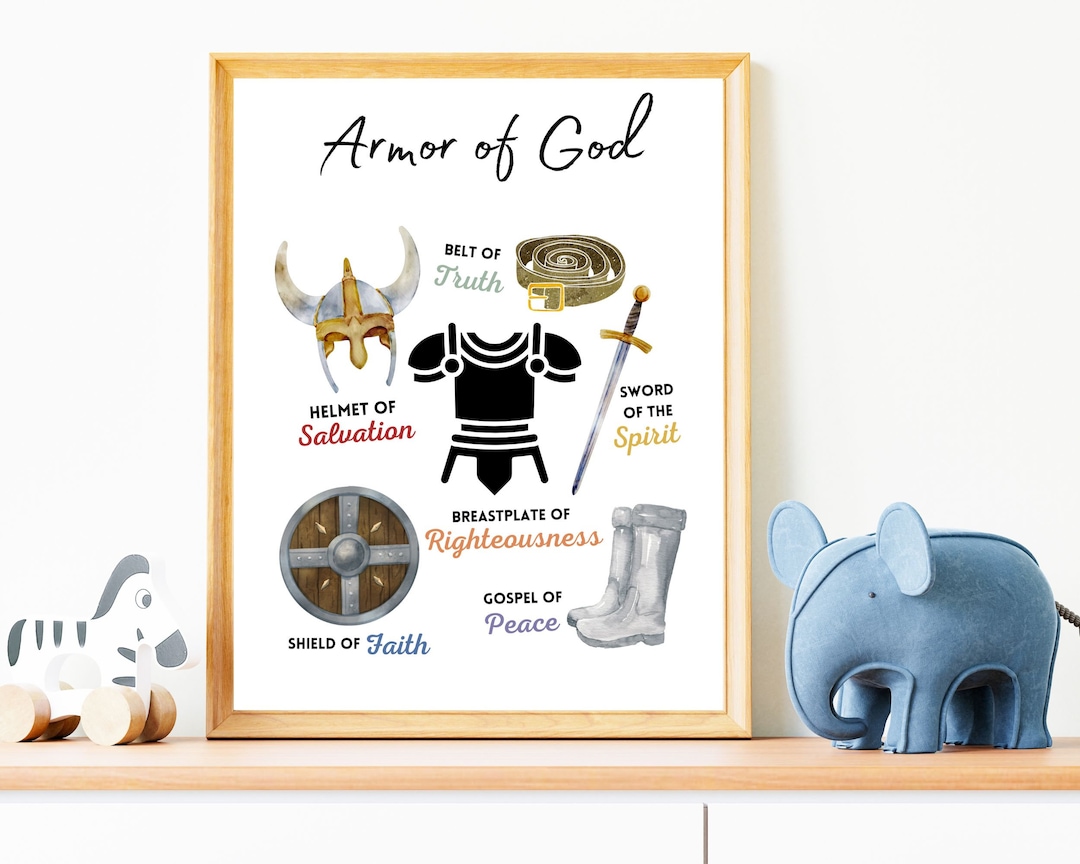 Armor of God Print Bible Education Preschool Kids Bible Verse Wall Art ...