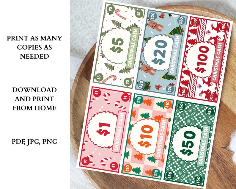 Christmas Cash Pretend Play Money for Kids | Stocking Stuffer Reward ...