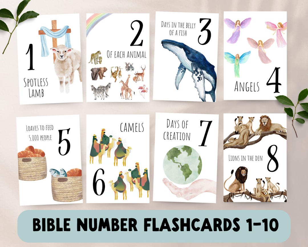 Printable Bible Number Flash Cards 1-10 | Christian Education for Kids ...