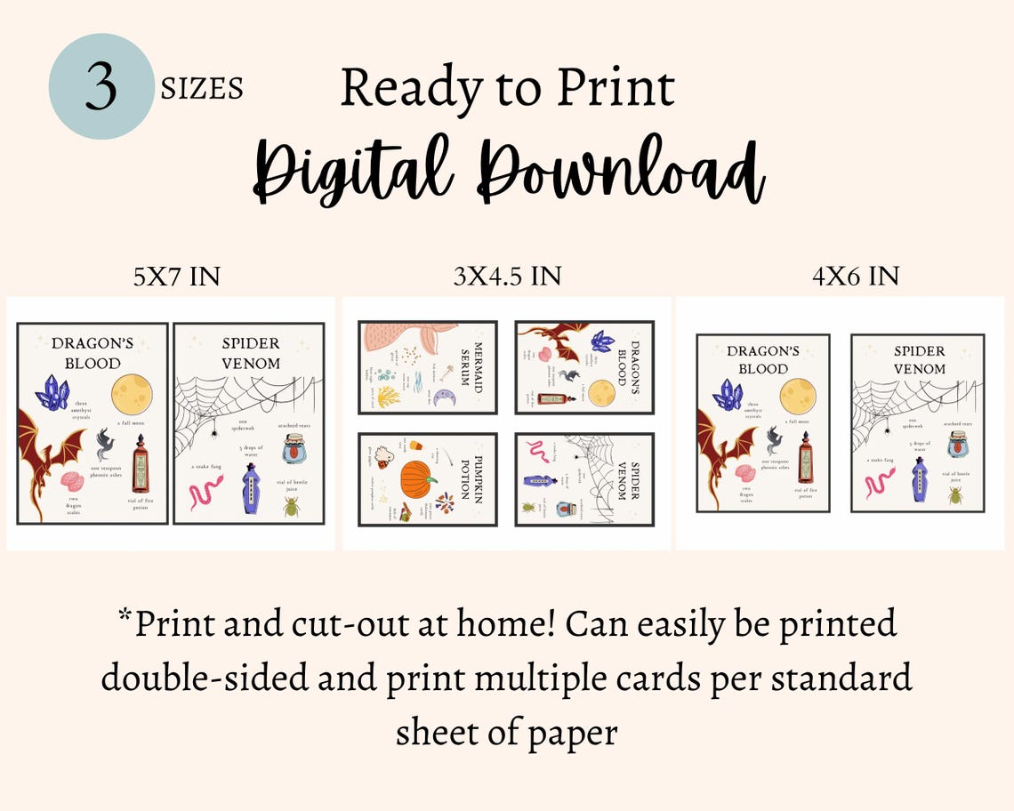 Halloween Witches Brew Potion Recipe Cards | Enchanted Halloween ...