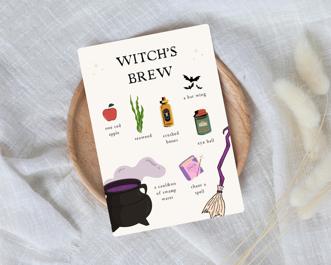 Halloween Witches Brew Potion Recipe Cards | Enchanted Halloween ...