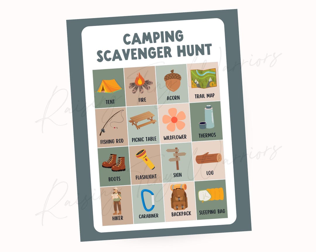 Camping Scavenger Hunt | Printable Camping Trip Activities | Game for ...