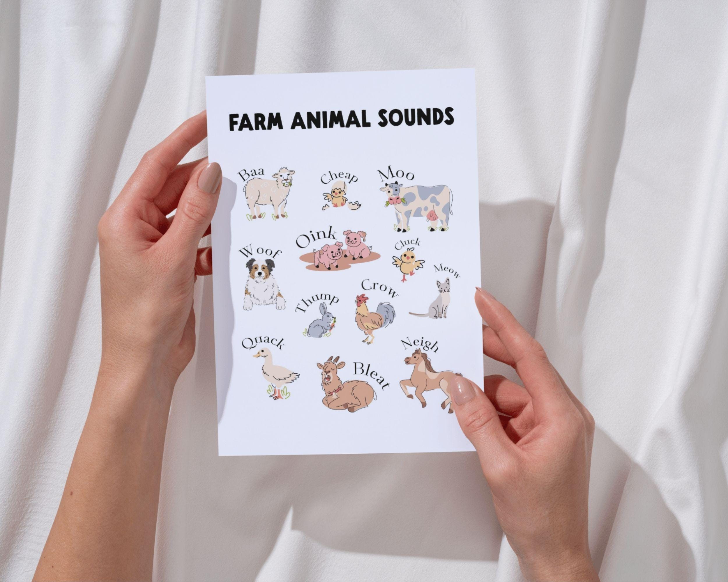 Farm Animal Sounds Wall Art for Kids | Educational Preschool Learning ...