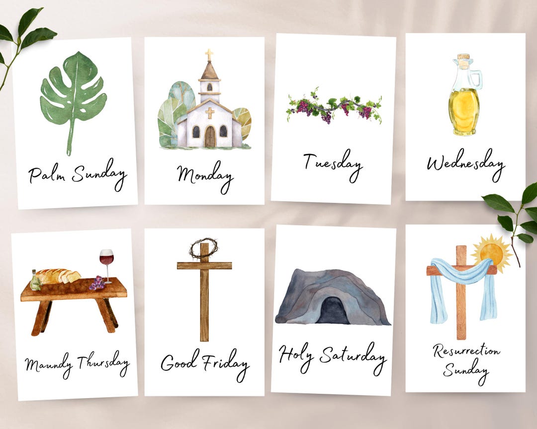 Holy Week Countdown Easter Story Cards | Christian Easter Basket Gift ...
