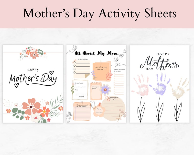 Mother’s Day Printable Activity Sheets | Kids’ Handprint Art & All ...