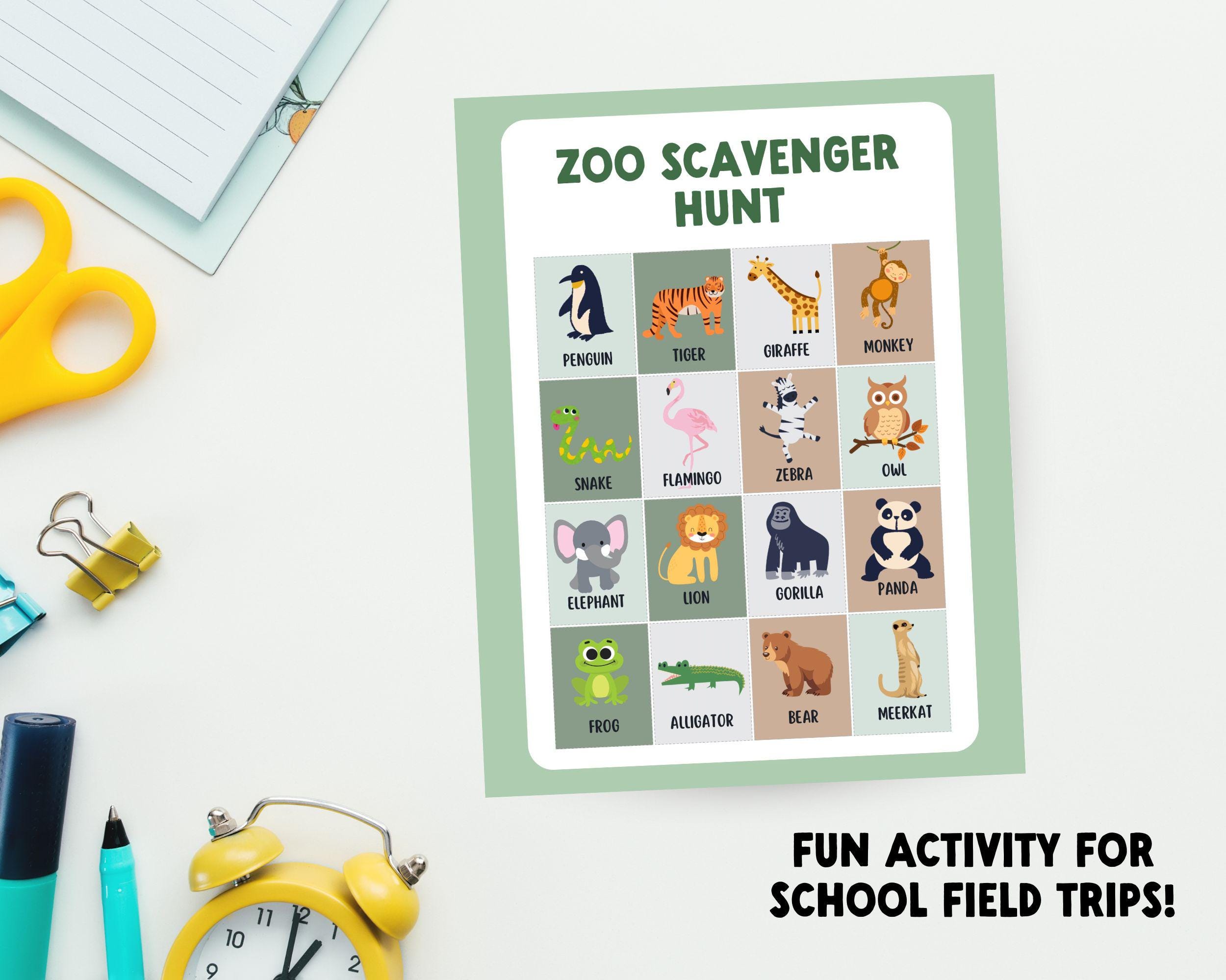 Zoo Safari Scavenger Hunt | Field Trip Activities | Printable Game for ...