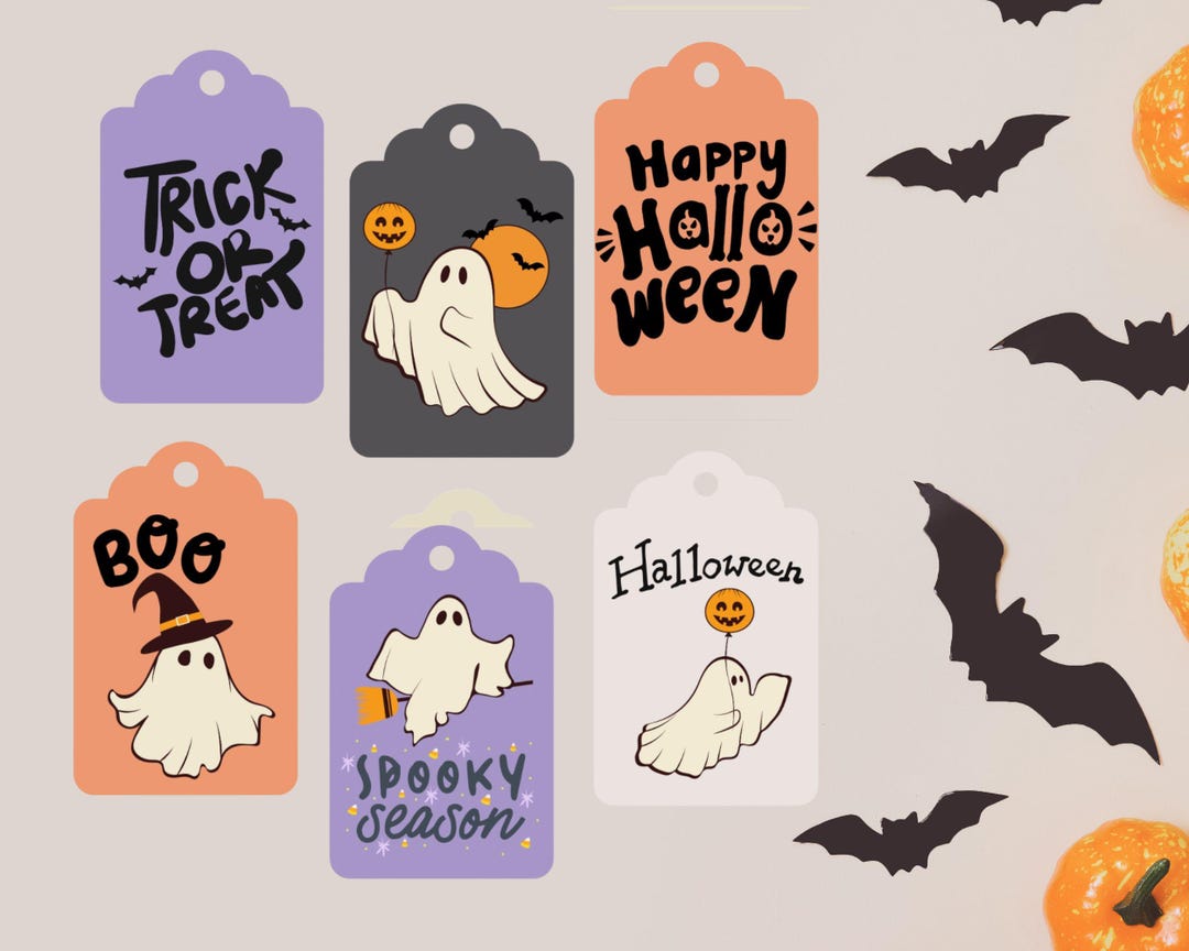 Halloween Gift Tags Printable, Spooky Ghost & Pumpkin Boo Basket Tags ...