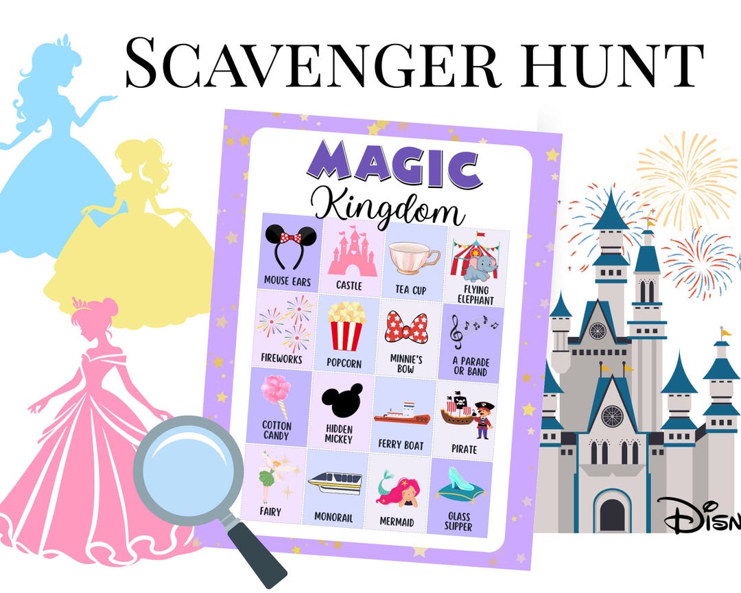 Disney World Magical Theme Park Vacation Scavenger Hunt Printable ...