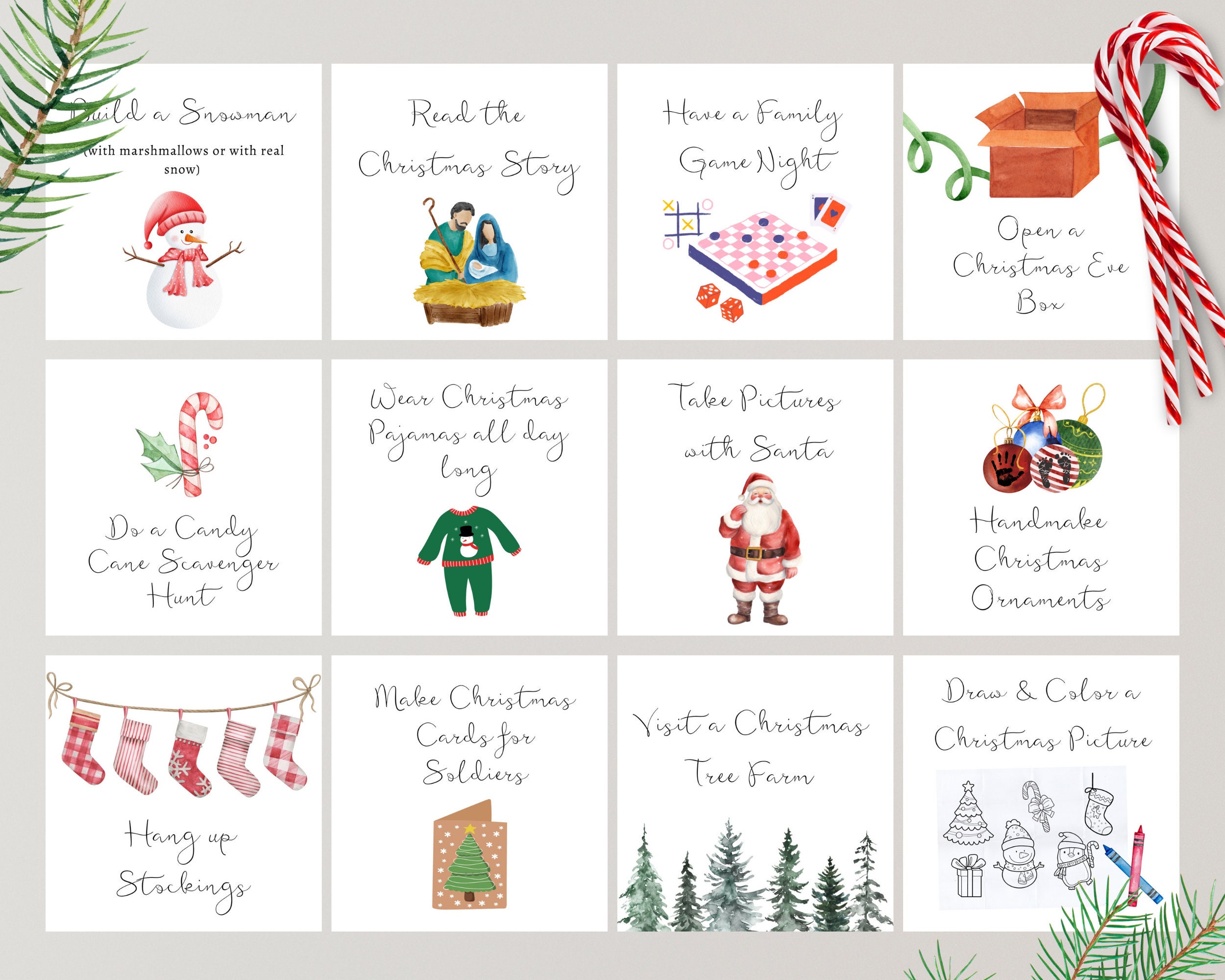 Christmas Advent Bucket List Printable Advent Activity Cards for Kids ...