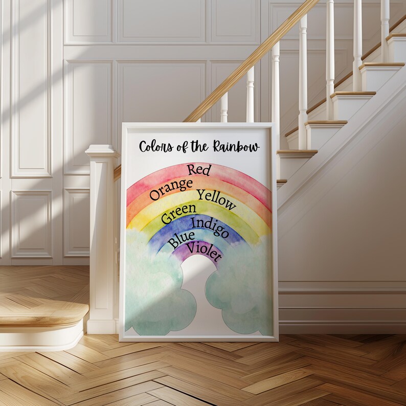 Watercolor Rainbow Colors Poster | Montessori Nursery Art (digital ...