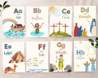 Bible Flash Cards for Kids, Christian Printable, ABC Activity, Jesus ...