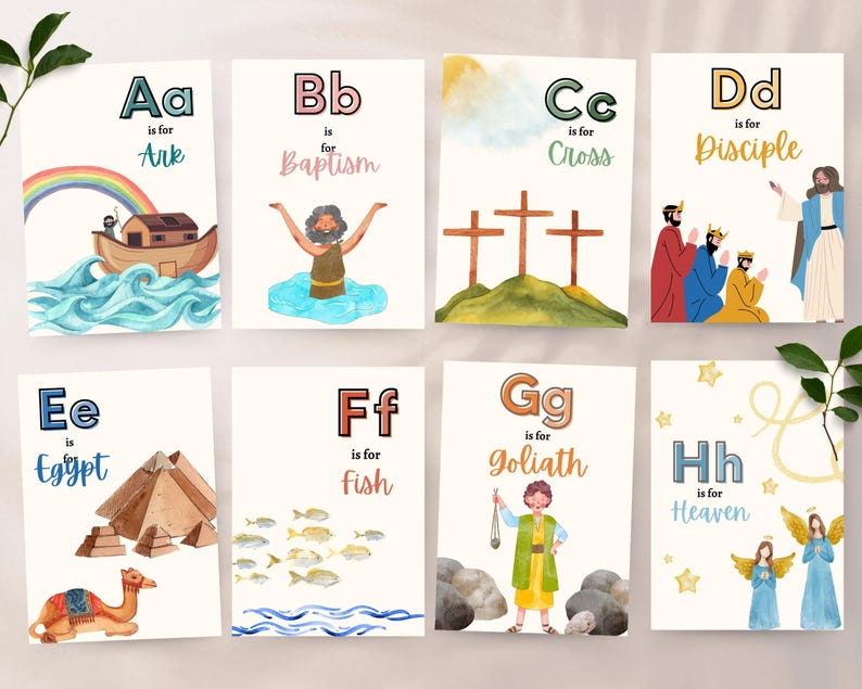 Buy Alphabet Bible Flashcards | Christian Preschool Curriculum | Sunday ...