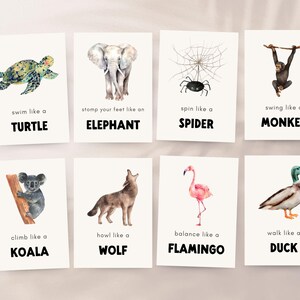 Animal Movement Kids Action Cards | Movement Calm Down Activity ...