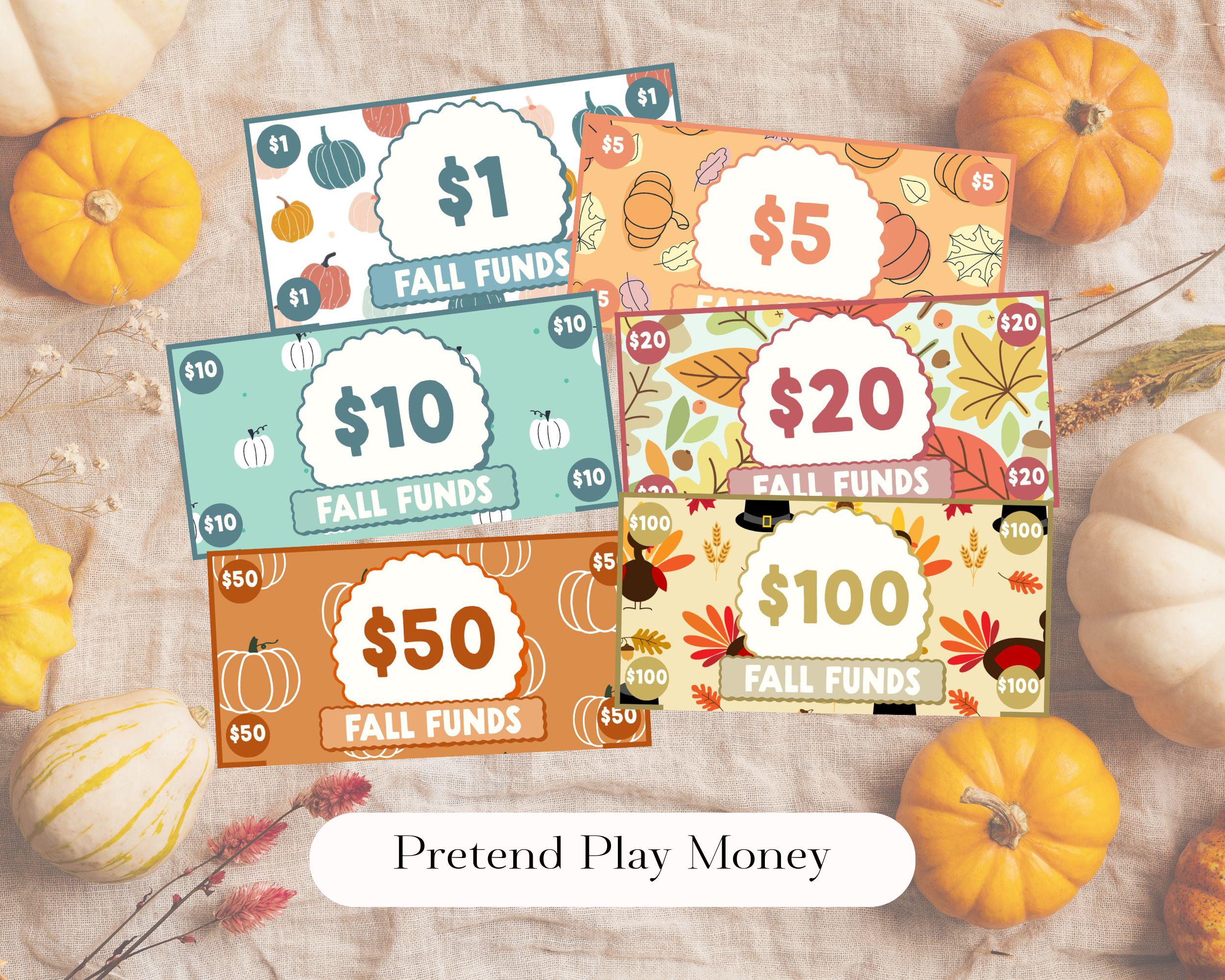 Fall Pretend Play Money for Kids, Seasonal Fall-themed Reward Coupons ...