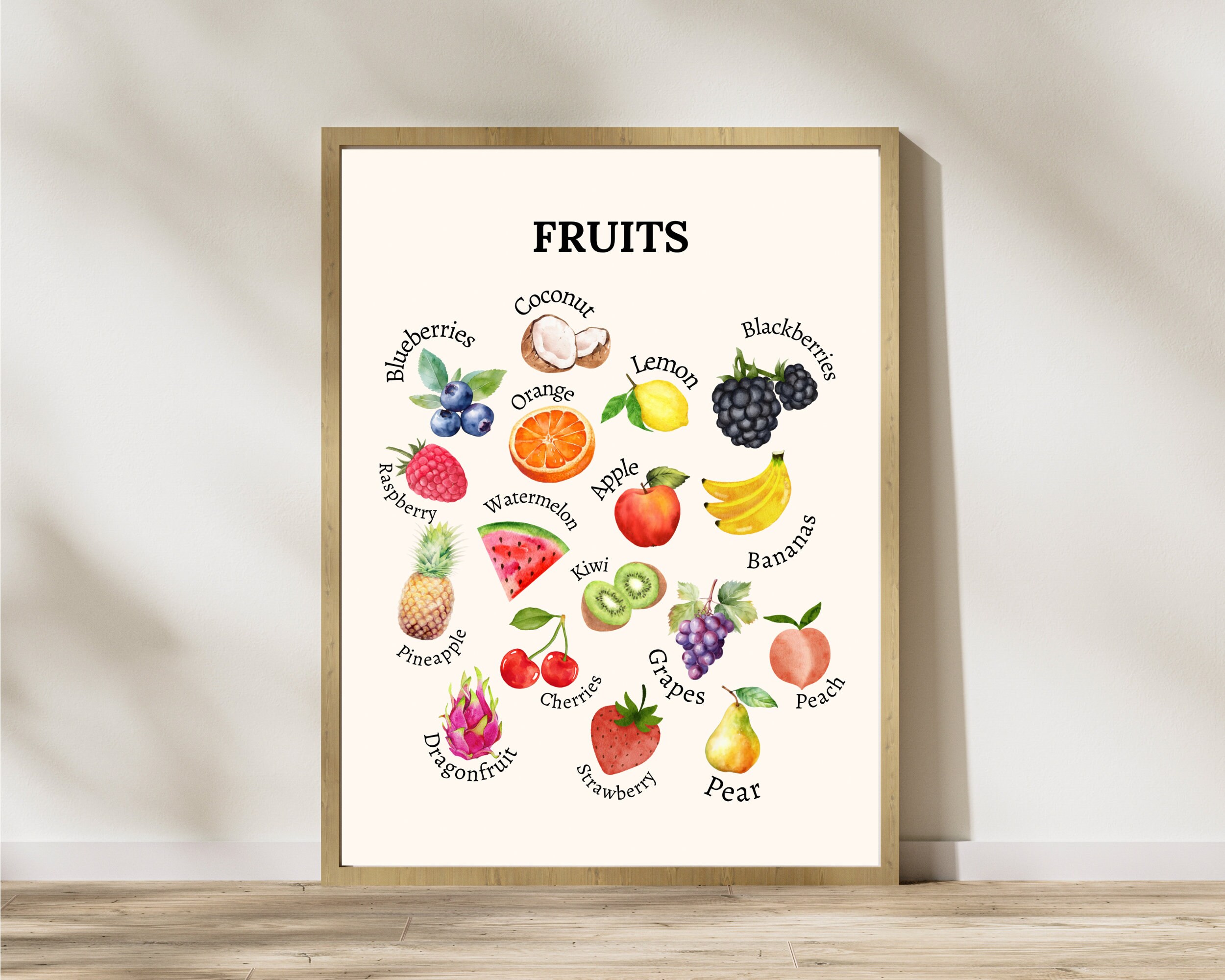 Fruits and Vegetables Educational Prints Kids Food Charts Montessori ...