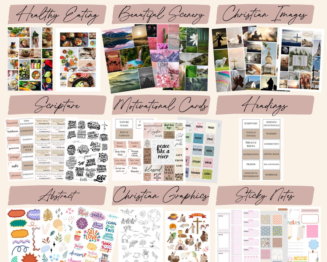 Christian Vision Board Kit: 800+ Elements for Prayer, Scripture, Goal ...