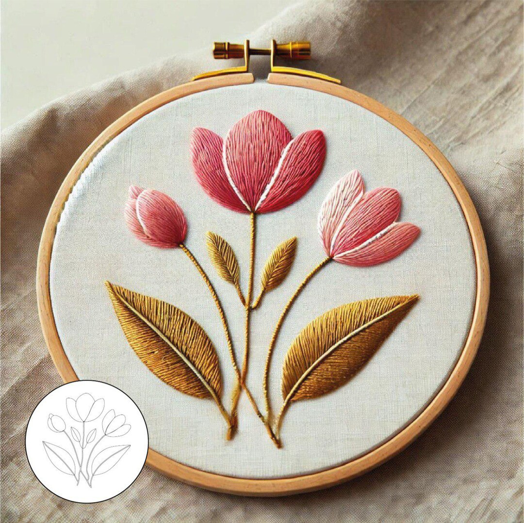 Tulip Floral Embroidery Pattern PDF - Beginner-friendly Tulip Design ...