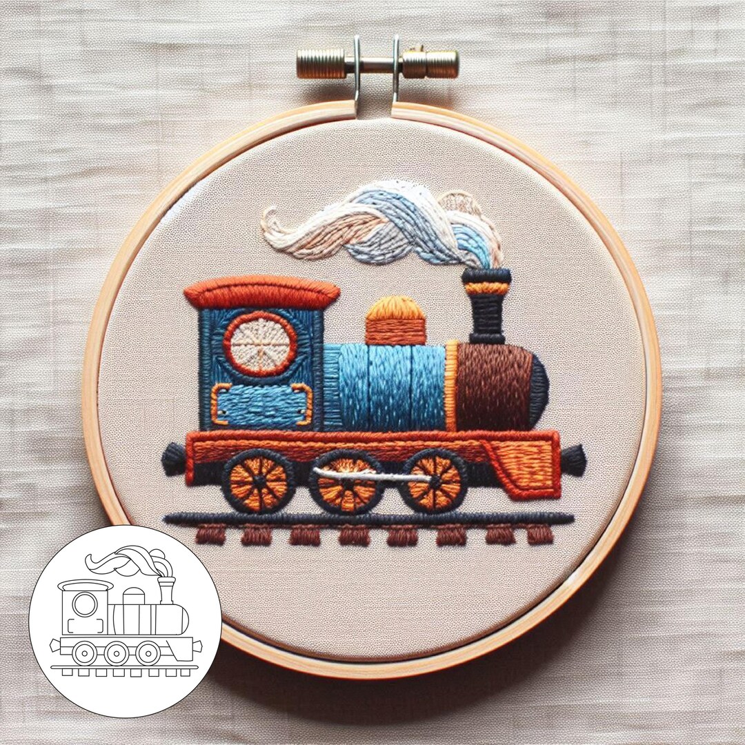 Charming Vintage Train Embroidery Pattern PDF - DIY Hand Embroidery ...
