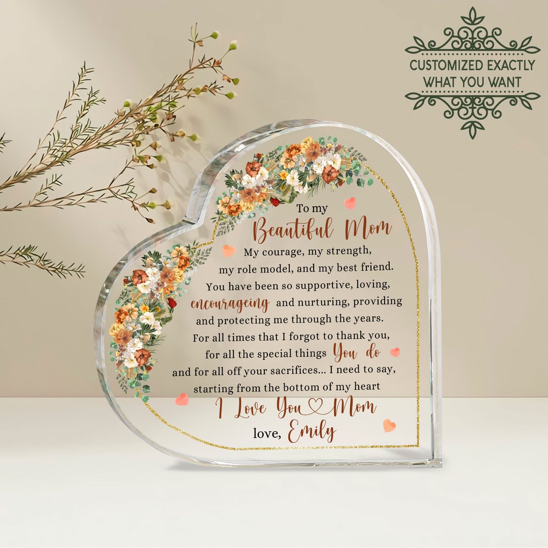 Personalized Message to Mom Heart Shape Acrylic Plaque - Etsy