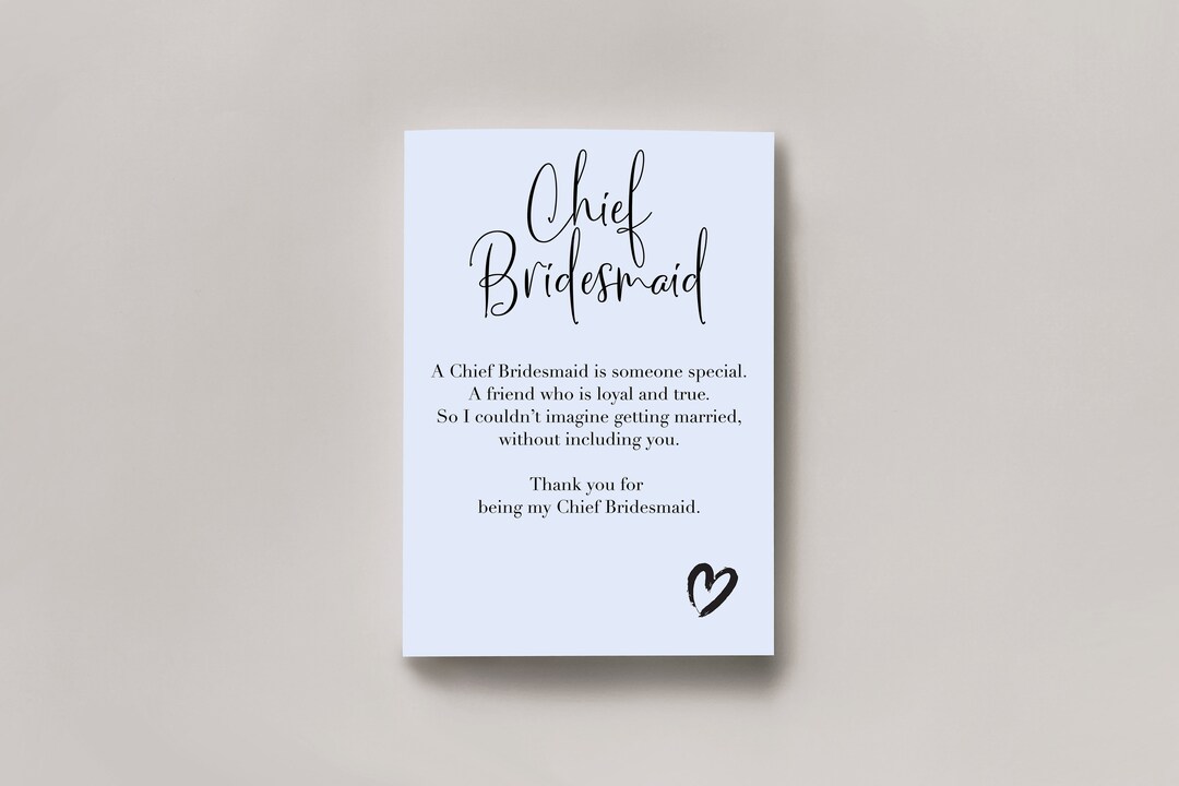 Chief Bridesmaid Thank You Gift Digital Download Print, Maid of Honour ...