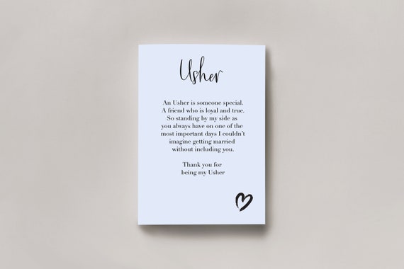 Usher Thank You Poem Gift Digital Download Print Usher Gift - Etsy UK