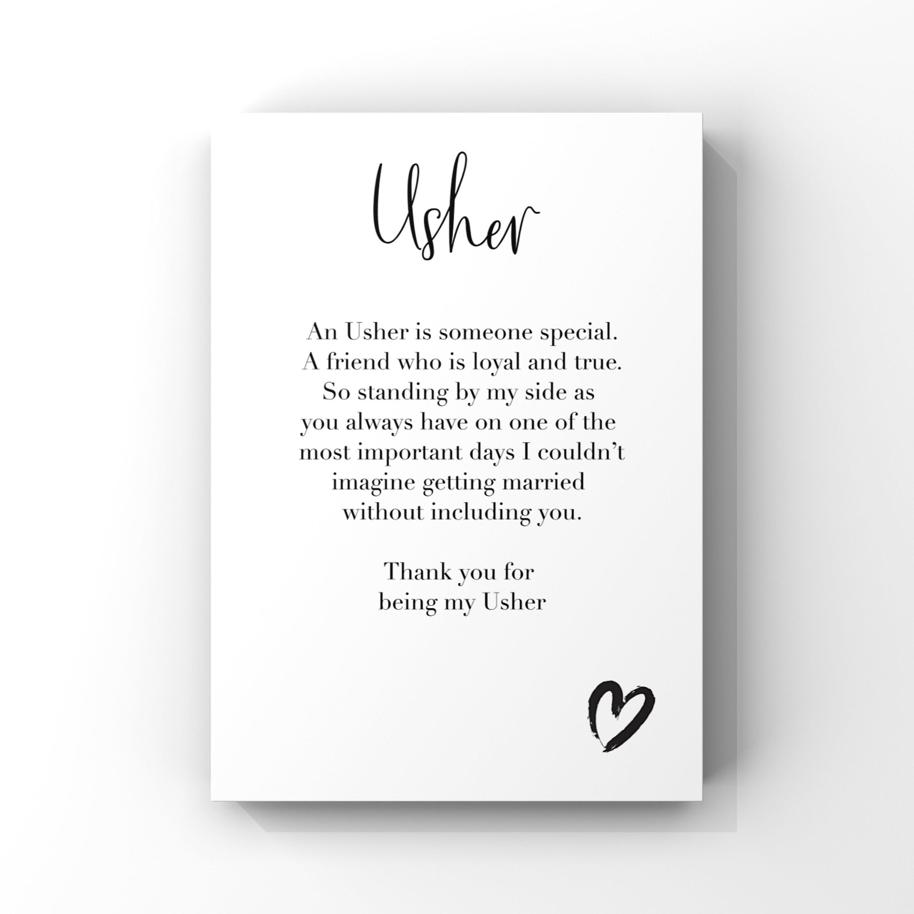 Usher Thank You Poem Gift Digital Download Print, Usher Gift, Usher ...