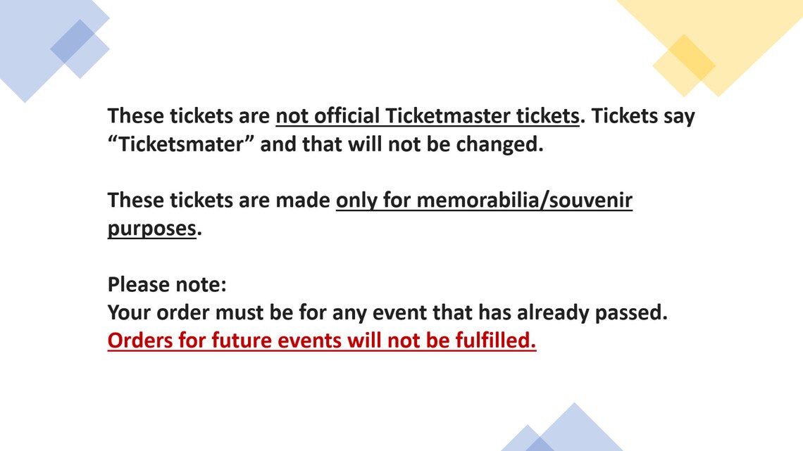 Ticketmaster Ticket digital Customized | Etsy