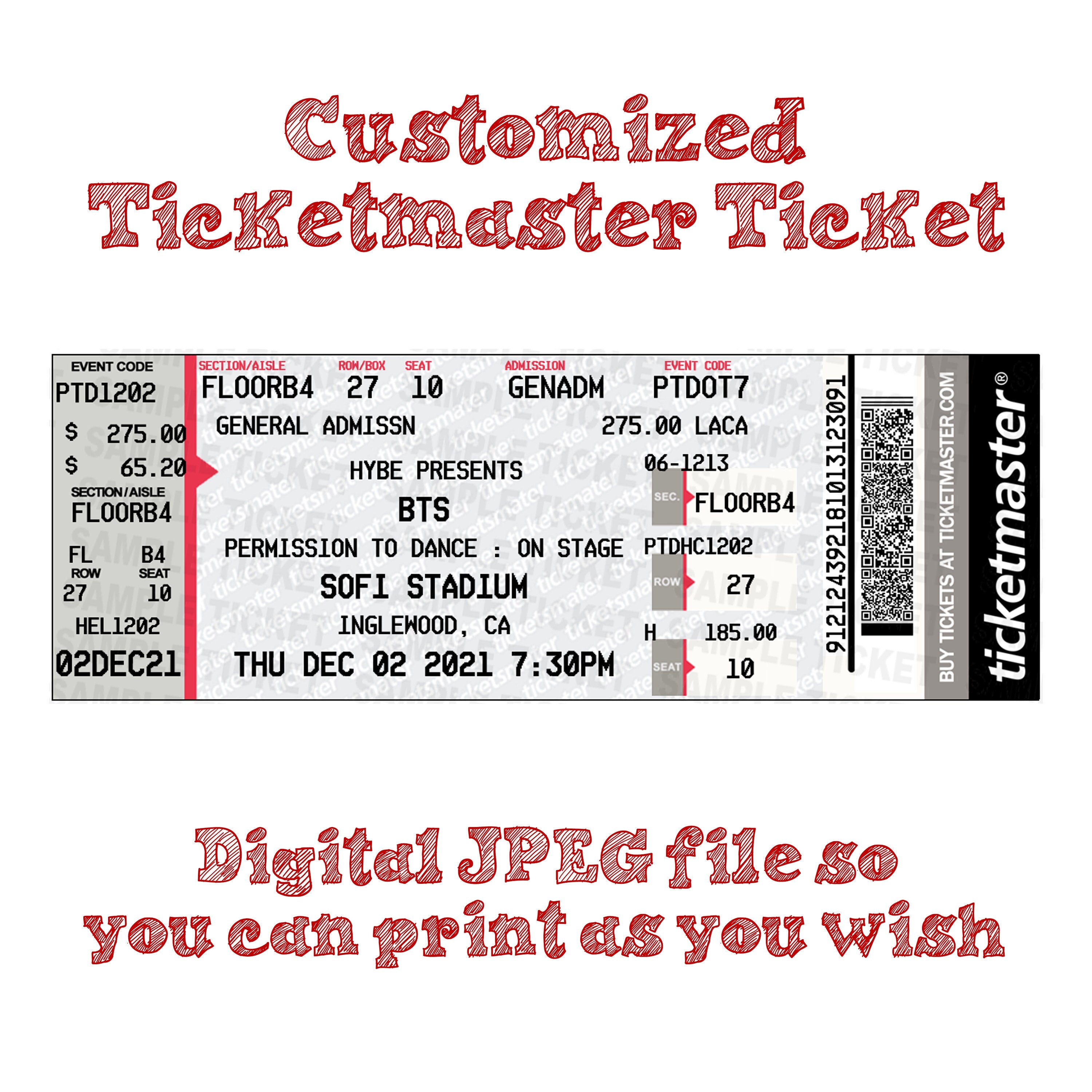 Ticketmaster Ticket (digital - Customized) - Etsy UK