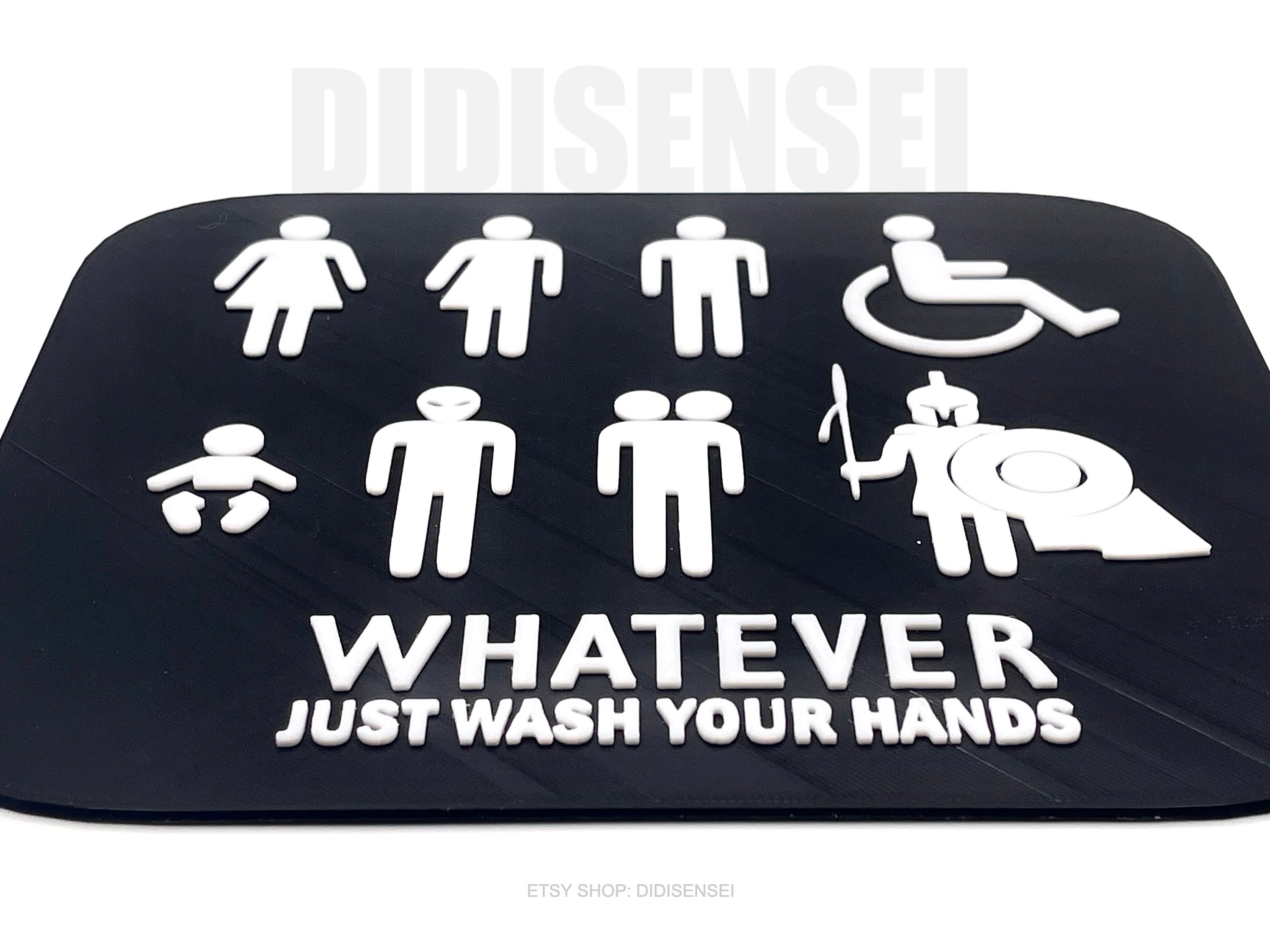 The Ultimate Neutral Bathroom Sign Just Wash Your Hands - Etsy